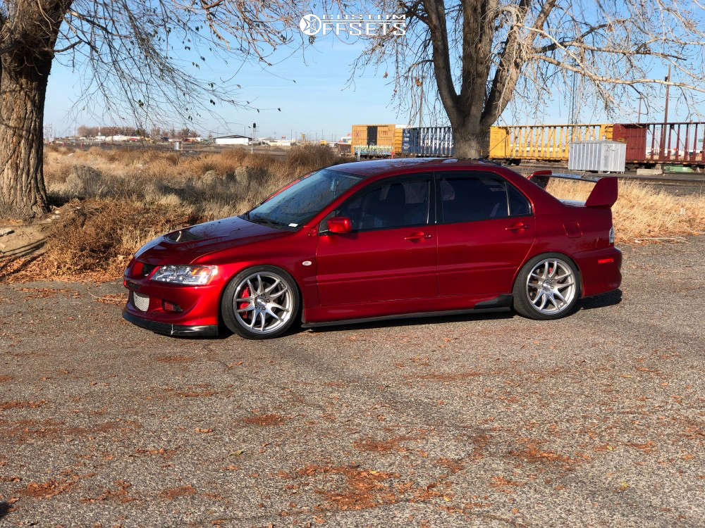 2005 Mitsubishi Lancer with 18x9.5 35 ESR Sr08 and 235/45R18 ...
