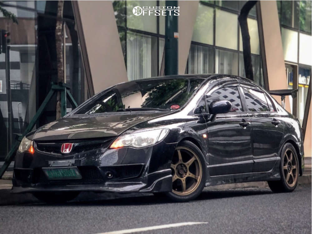 2008 Honda Civic with 17x7.5 45 Volk VR G2 and 225/45R17 Toyo Tires Drb ...