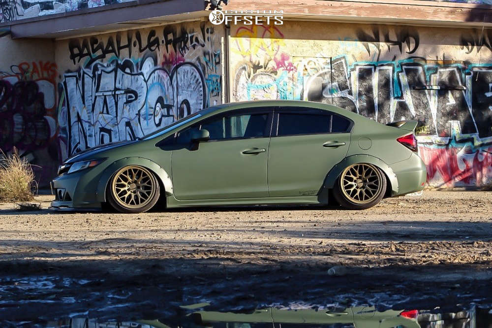 2013 Honda Civic with 18x11 22 ESM Esm-ff1 and 255/30R18 Lexani and Air ...