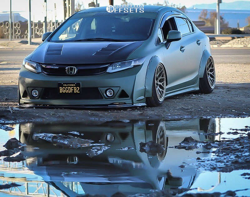 2013 Honda Civic with 18x11 22 ESM Esm-ff1 and 255/30R18 Lexani and Air ...