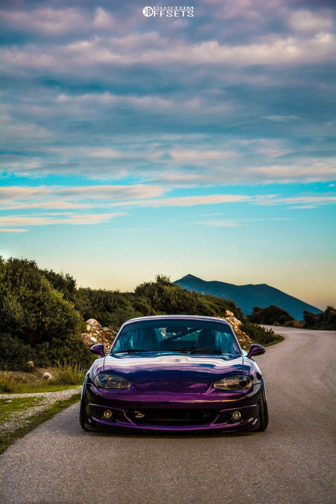 2003 Mazda Miata with 16x9 -10 Work Meister S1r and 195/45R16 Barum ...