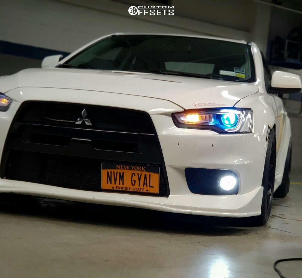 2014 Mitsubishi Lancer with 18x9.5 15 Zedd Cc10 and 265/35R18 Michelin ...