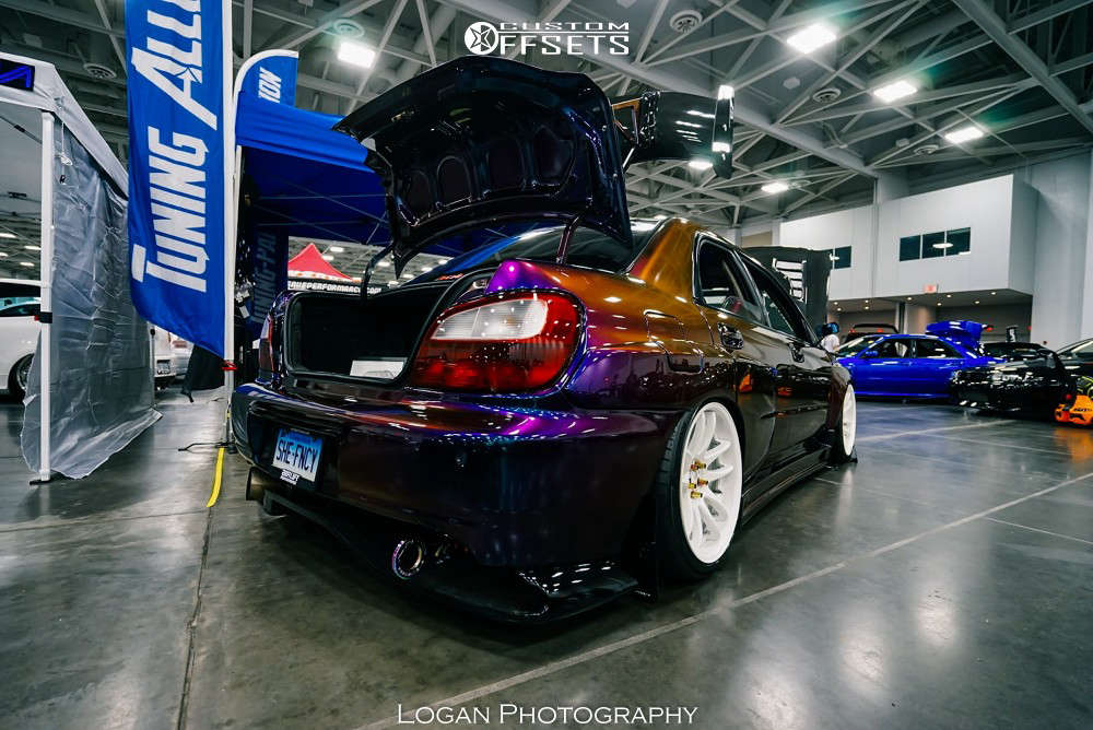 2002 Subaru WRX with 18x10 35 Work Emotion Cr 2p and 255/35R18 Hankook ...