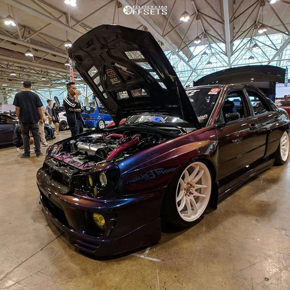 2002 Subaru WRX with 18x10 35 Work Emotion Cr 2p and 255/35R18 Hankook ...