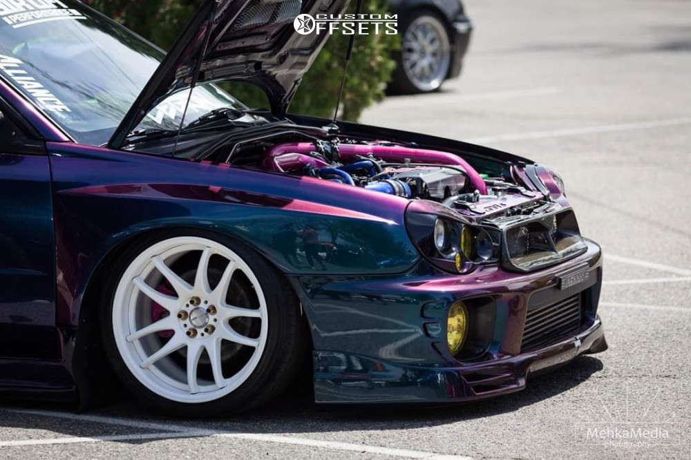 2002 Subaru WRX with 18x10 35 Work Emotion Cr 2p and 255/35R18 Hankook ...