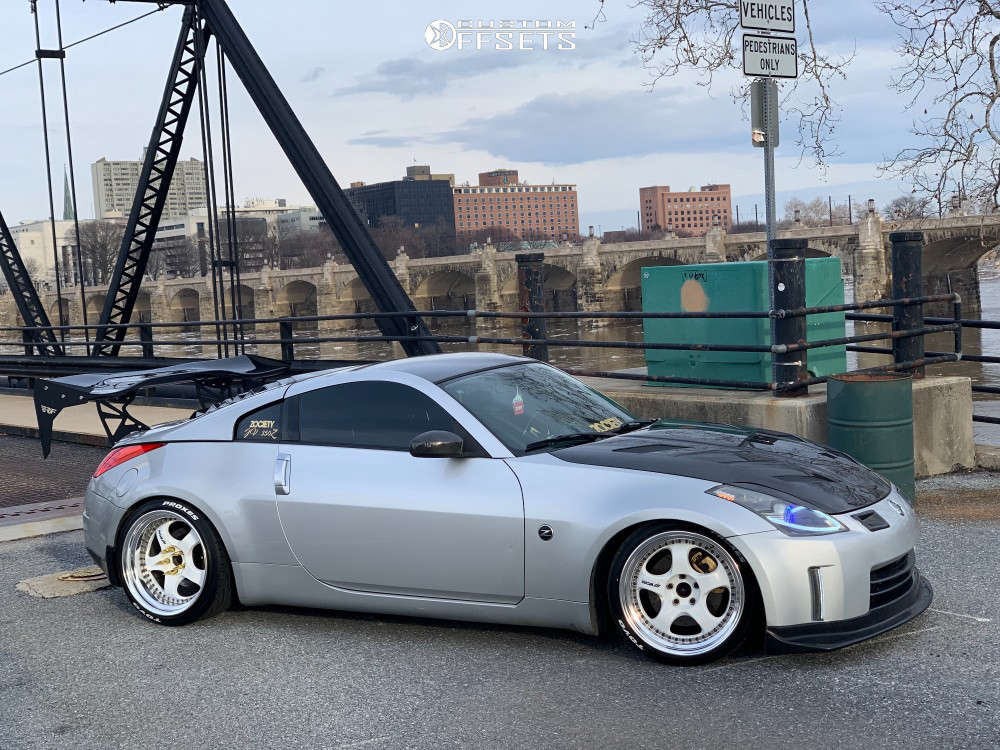 2006 Nissan 350Z with 19x9.5 24 Work Meister S1 3p and 255/35R19 Toyo ...
