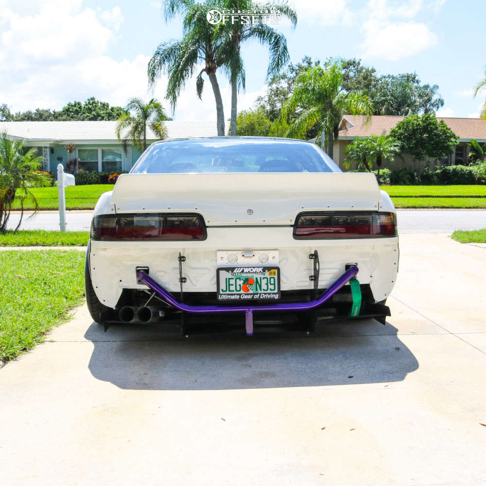 1991 Nissan 240SX with 18x9.5 -10 Work VS XX and 225/40R18 Bridgestone ...