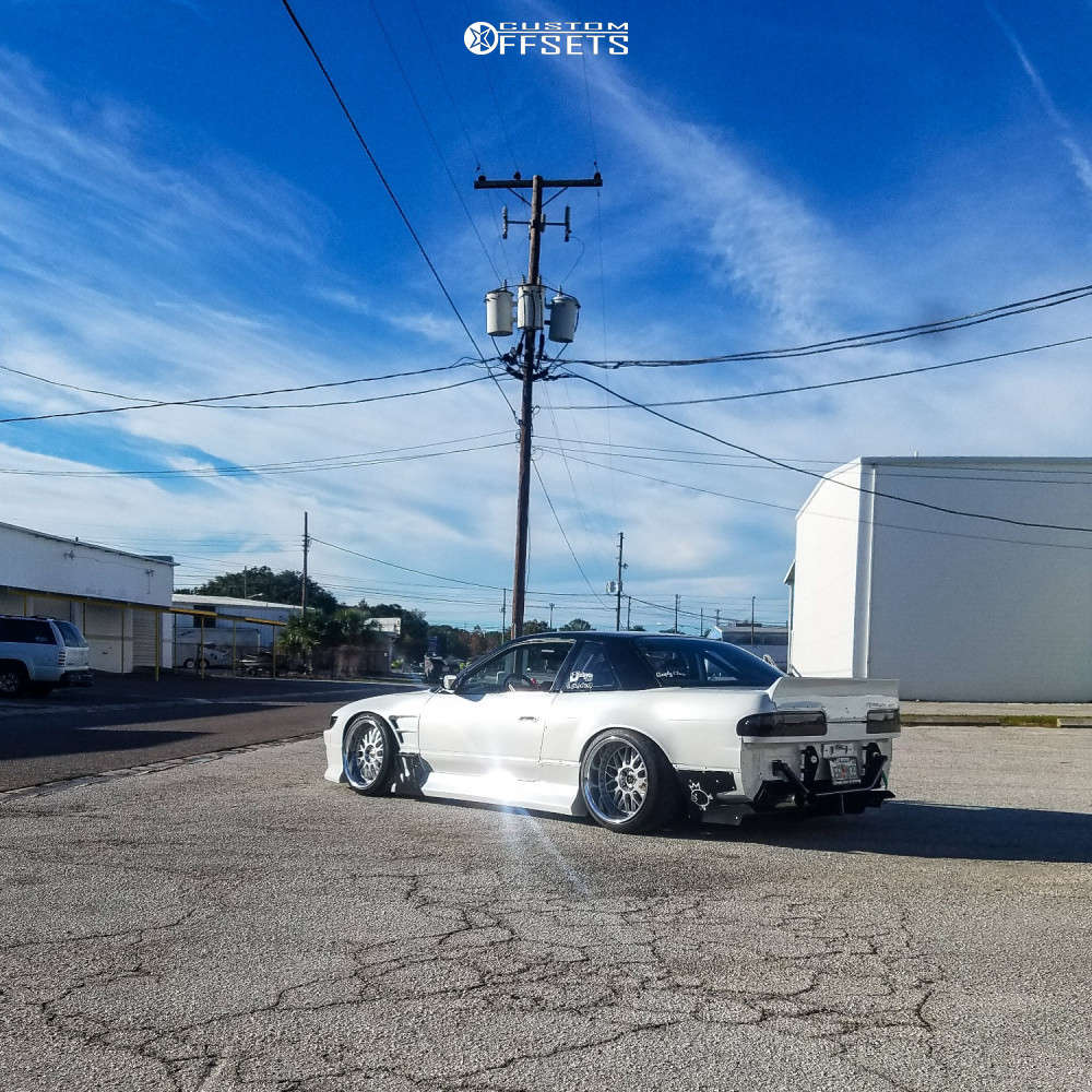 1991 Nissan 240SX with 18x9.5 -10 Work VS XX and 225/40R18 Bridgestone ...