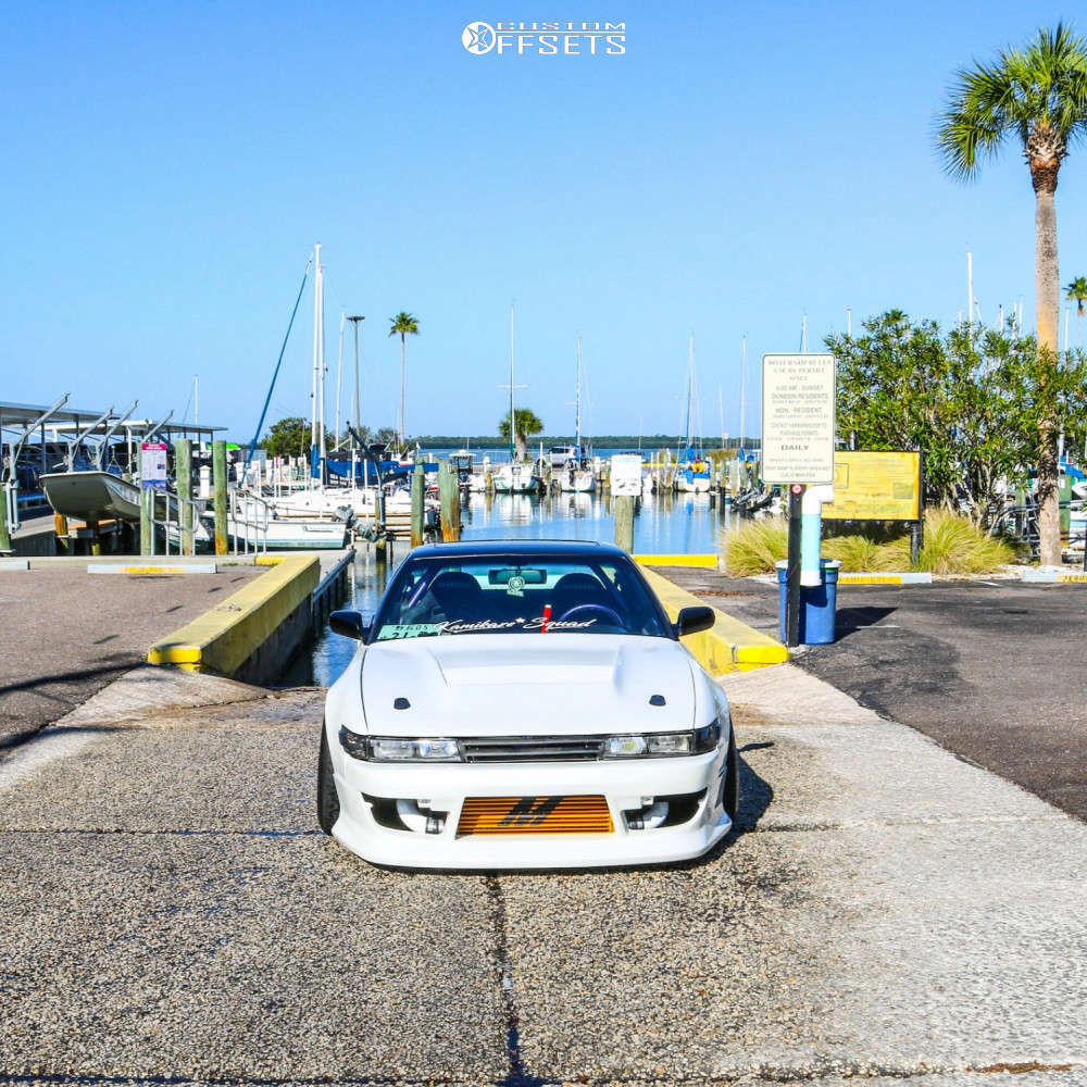 1991 Nissan 240SX with 18x9.5 -10 Work VS XX and 225/40R18 Bridgestone ...