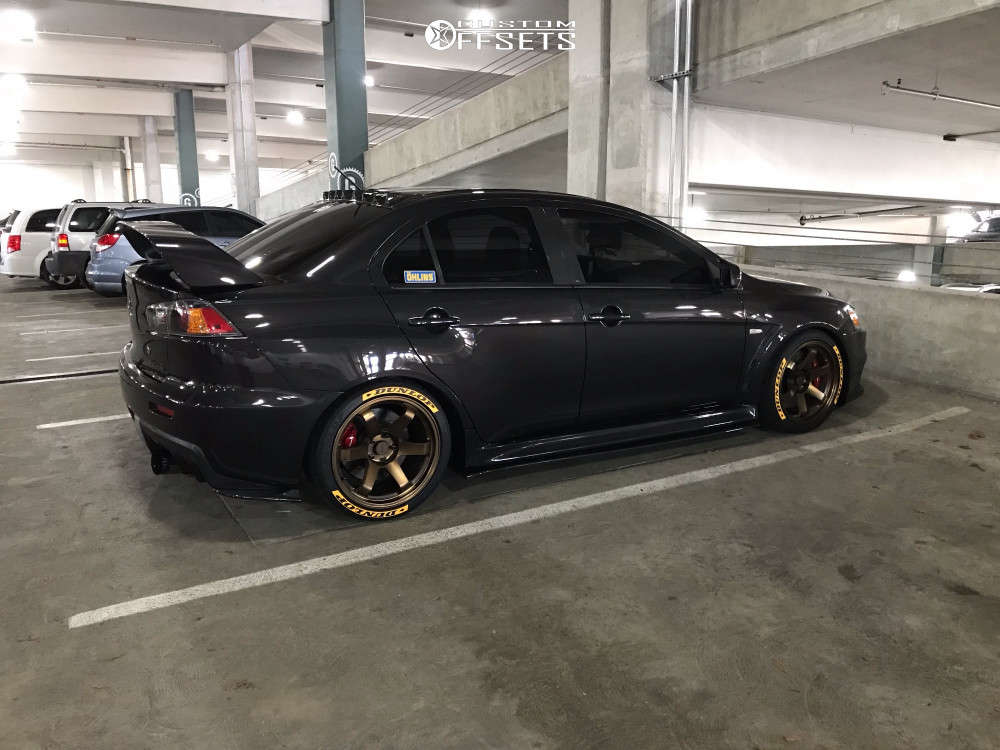 2013 Mitsubishi Lancer with 18x9.5 22 Rota Grid and 265/35R18 Dunlop ...