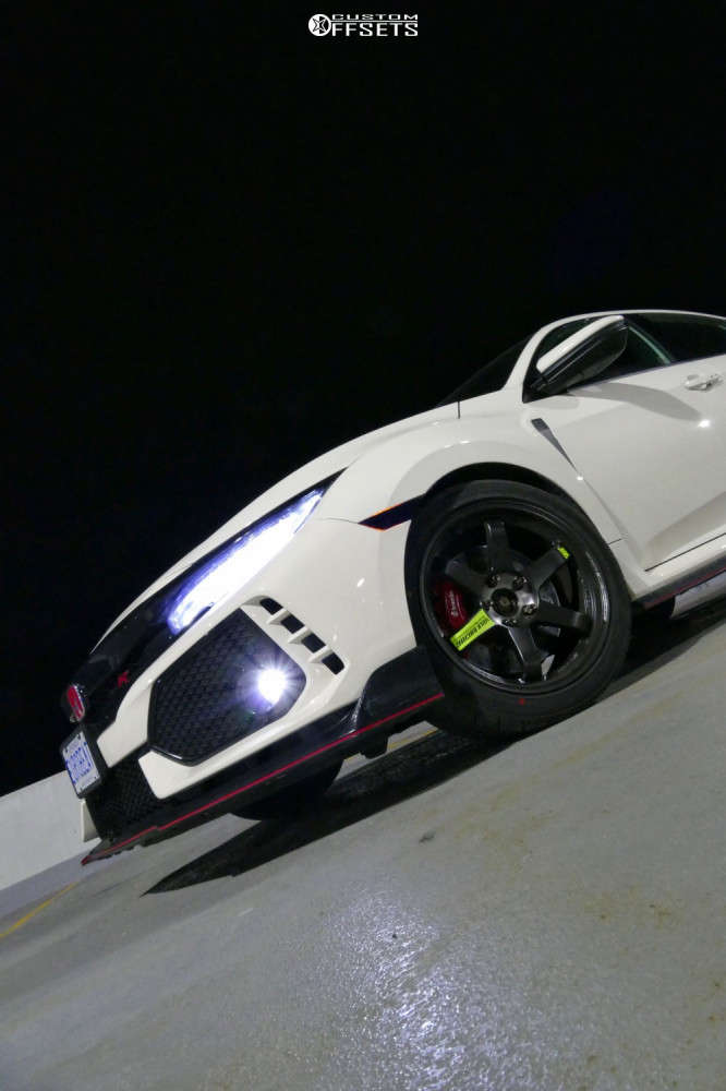 2017 Honda Civic with 18x10 39 Volk Te37sl and 255/40R18 Yokohama Advan ...