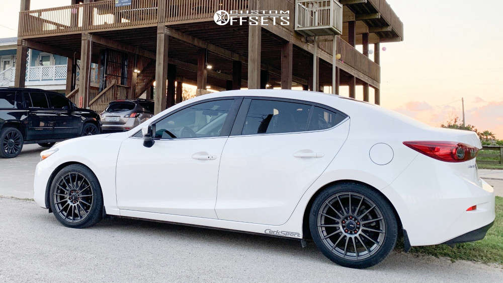 2017 Mazda 3 with 18x8 45 Konig Rennform and 215/45R18 Dunlop Sp Sport ...