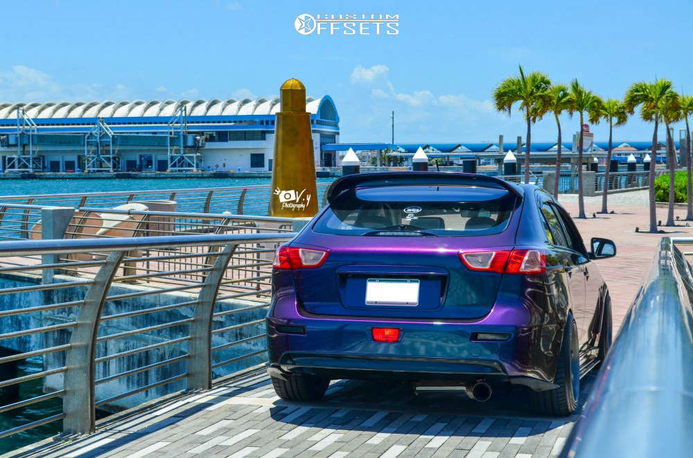 2010 Mitsubishi Lancer with 18x9.5 22 Rota Boost and 235/40R18 Michelin ...