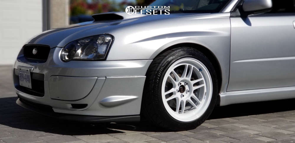 2004 Subaru Impreza with 17x9 35 Enkei RPF1 and 235/45R17 Bridgestone Potenza Re-71r and ...