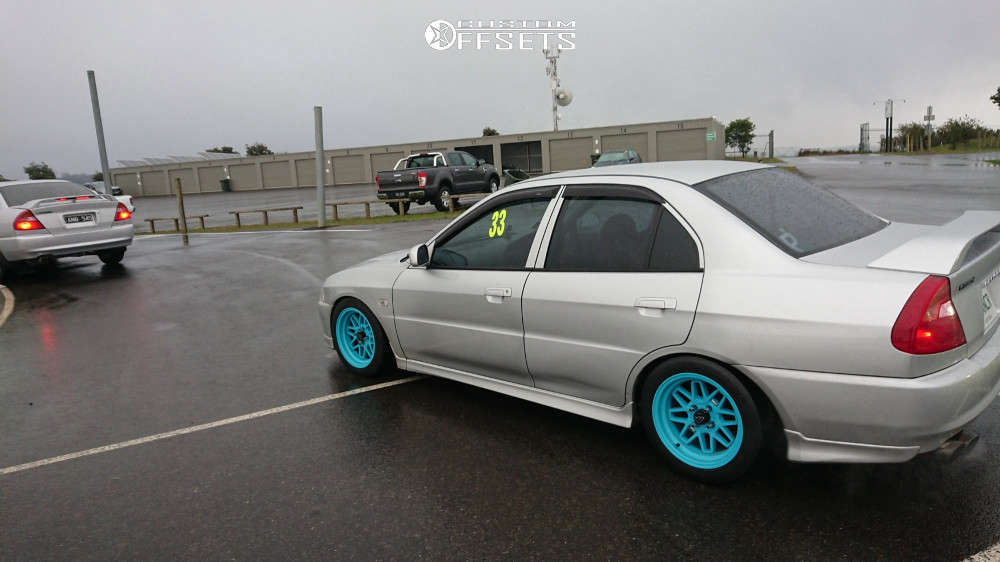 2000 Mitsubishi Mirage with 15x8.5 25 AME Fatlace Fzero2 and 225/45R15 ...