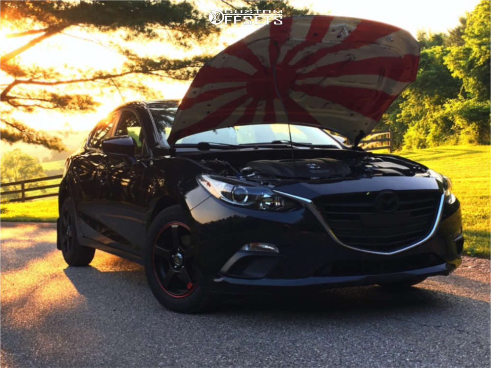 2014 Mazda 3 with 16x7 40 Motegi Mr116 and 205/60R16 Bridgestone Ecopia ...