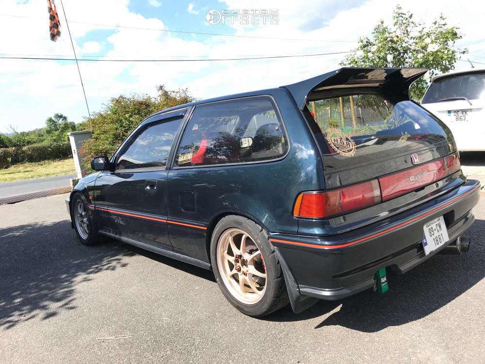 1989 Honda Civic with 15x6.5 35 Volk Ce28n and 195/50R15 Achilles 123s and Coilovers | Custom ...