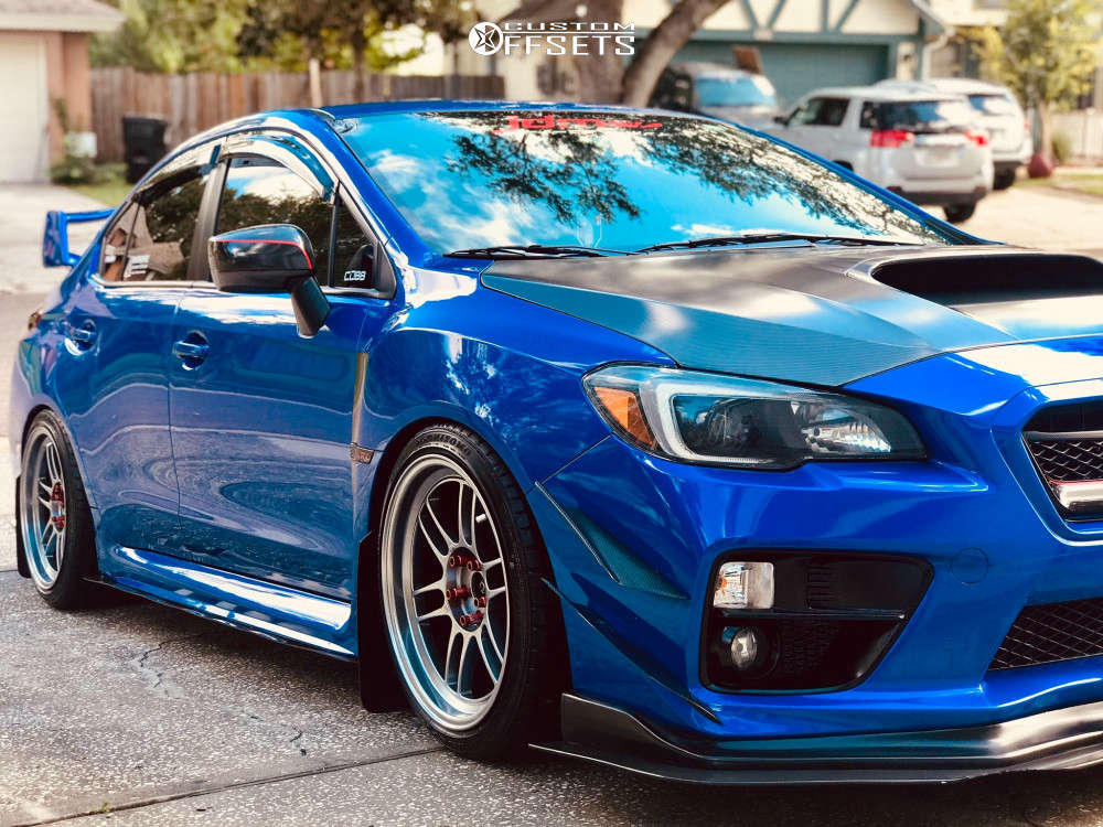 2016 Subaru WRX with 18x9.5 35 Enkei RPF1 and 255/35R18 Sumitomo and ...