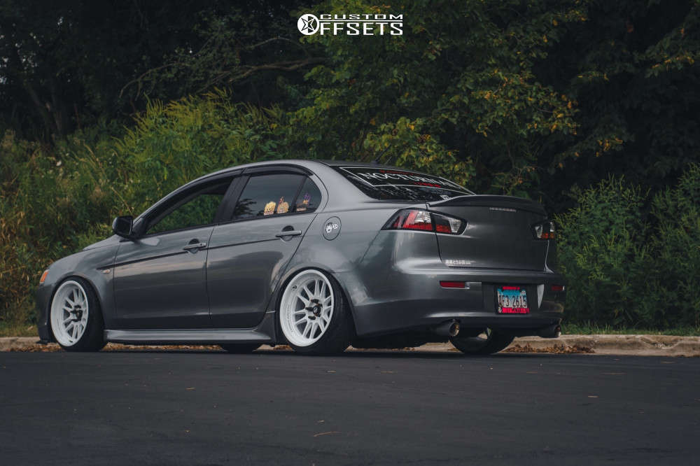 2014 Mitsubishi Lancer with 18x9.5 10 Cosmis Racing XT-206R and 215 ...