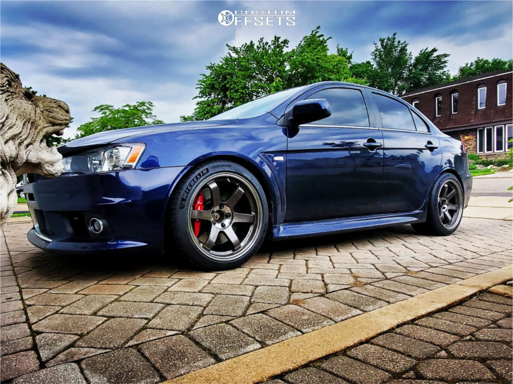 2014 Mitsubishi Lancer with 18x10.5 22 Volk Te37sl and 275/35R18 ...