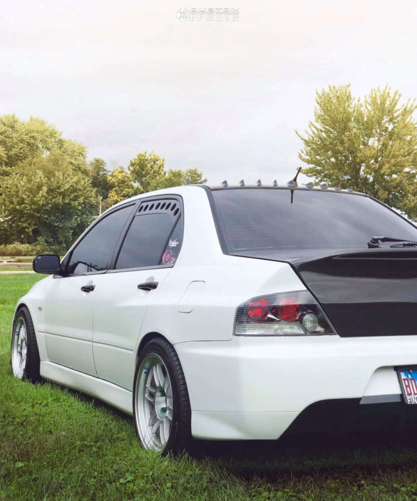 2006 Mitsubishi Lancer with 17x9.5 18 Enkei RPF1 and 255/40R17 Hankook ...