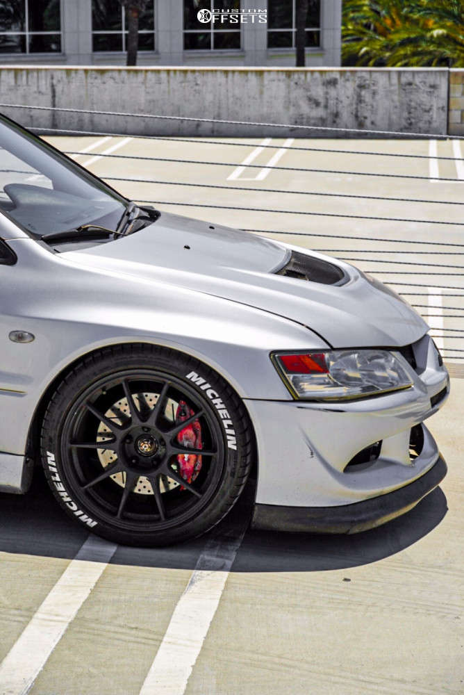 2004 Mitsubishi Lancer with 18x9 35 WedsSport Tc-105n and 255/35R18 ...