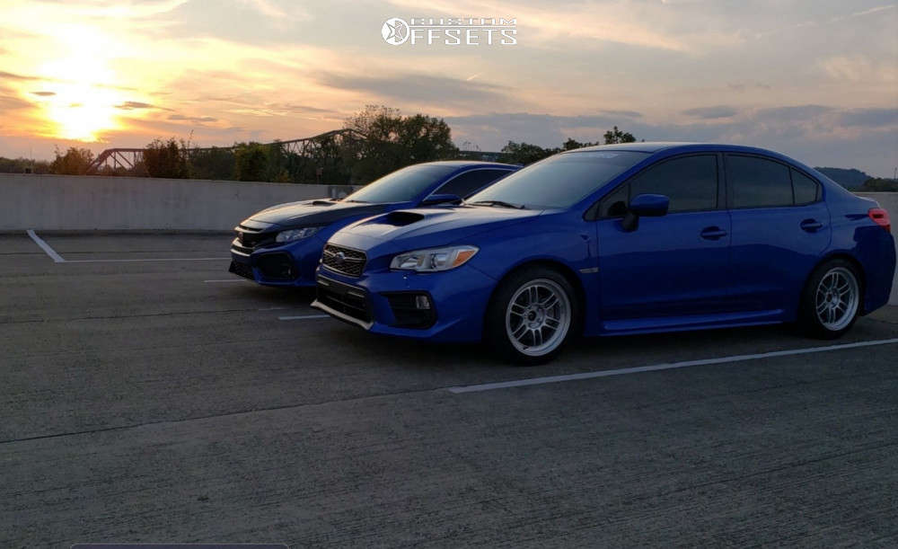 2019 Subaru WRX with 17x9 35 Enkei RPF1 and 235/45R17 Douglas Performance and Lowering Springs ...