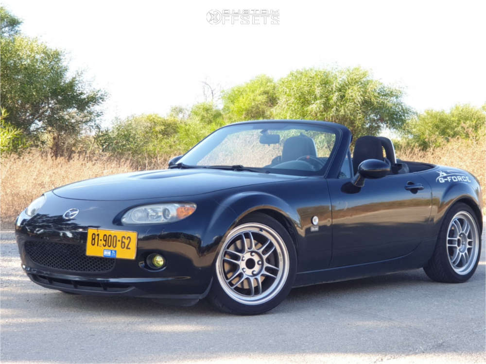 2008 Mazda MX-5 Miata with 17x7.5 48 Enkei RPF1 and 205/45R17 Yokohama ...