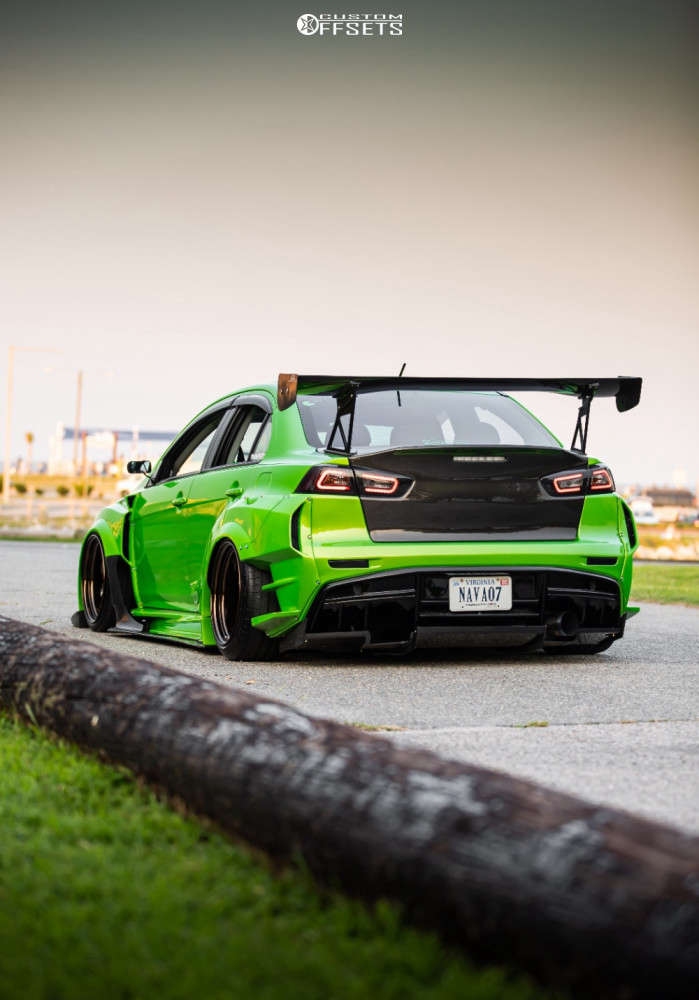 2010 Mitsubishi Lancer with 18x9.5 0 Work Meister S1 3P and 275/35R18 ...