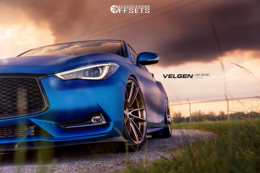 2018 INFINITI Q60 with 20x10.5 25 Velgen Vf5 and 285/30R20 Falken ...
