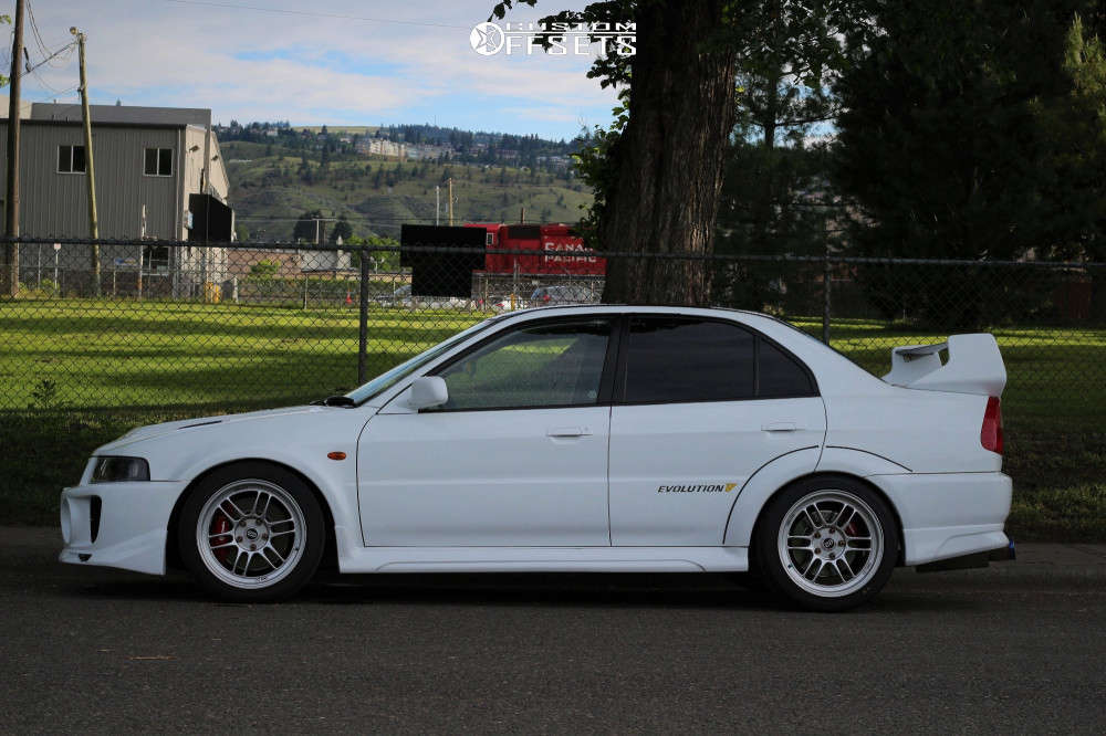 1998 Mitsubishi Lancer with 17x9 35 Enkei RPF1 and 245/40R17 Firestone ...