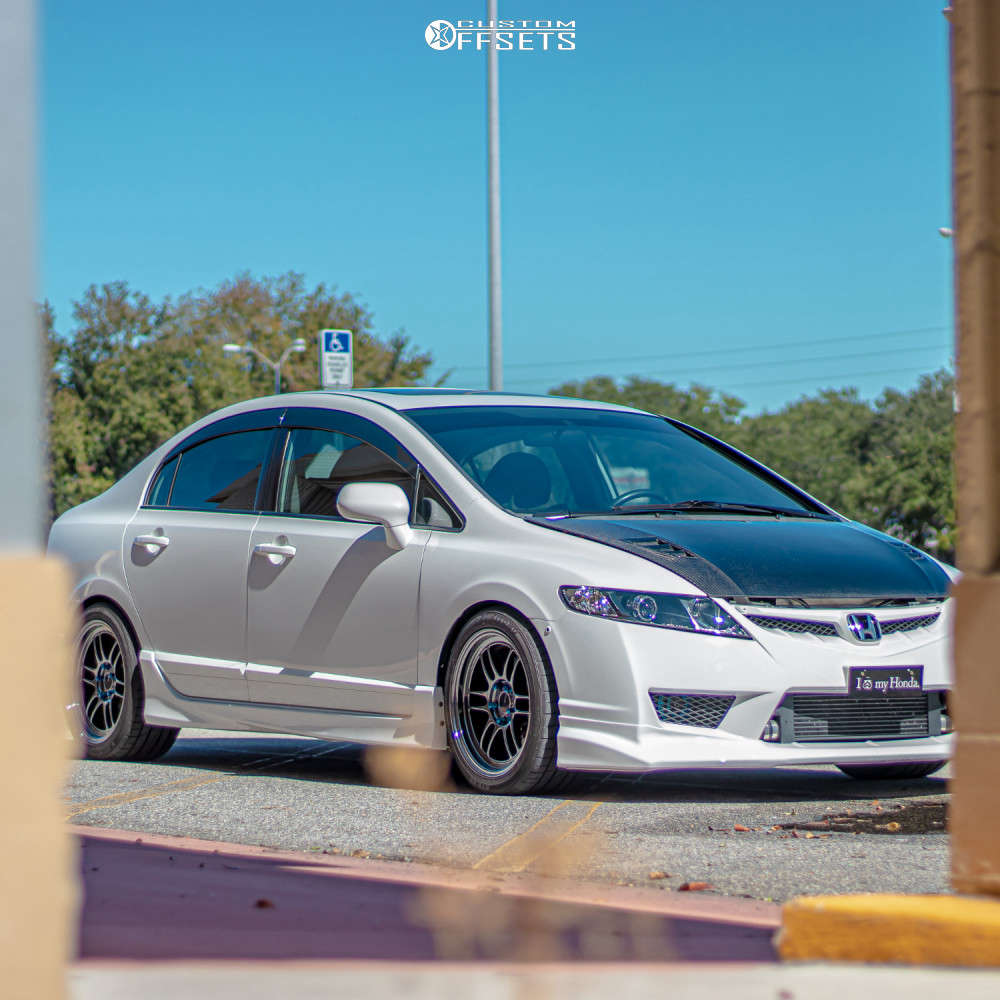 2009 Honda Civic with 17x9 45 Enkei RPF1 and 245/45R17 Sumitomo Htr ...