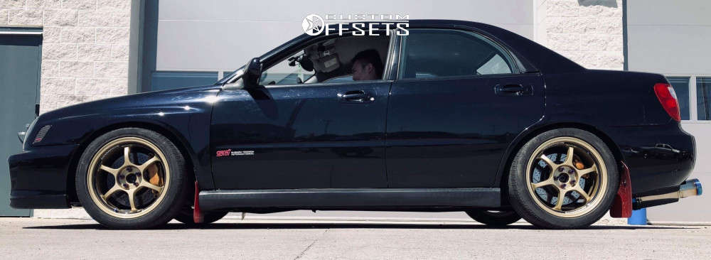 2002 Subaru WRX STI with 17x7.5 48 Advan Racing RG and 225/45R17 ...