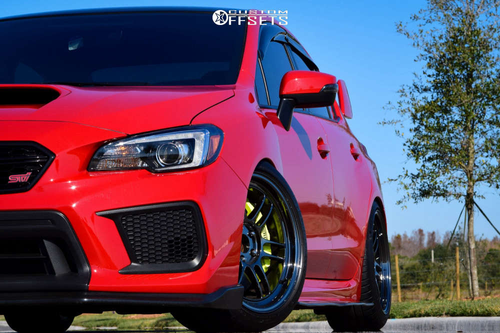 2019 Subaru WRX STI with 18x9.5 38 Enkei RPF1 and 255/35R18 Michelin ...