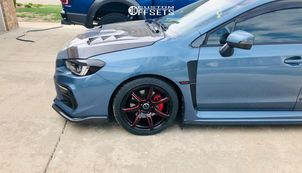 2018 Subaru WRX with 18x9.5 38 Work T71R and 245/40R18 Bridgestone ...