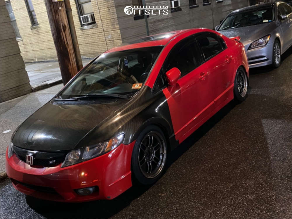 2007 Honda Civic with 17x9 22 Enkei RPF1 and 215/45R17 Nitto Neo Gen ...