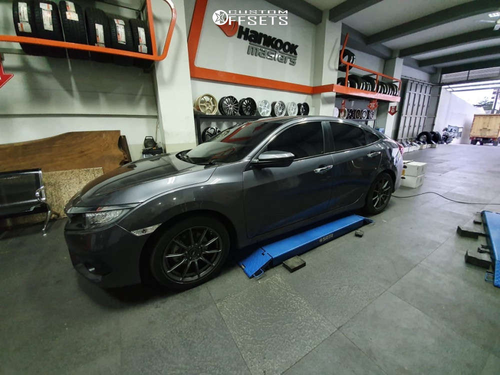 2017 Honda Civic with 17x8 45 SSR Gtx01 and 245/50R17 Bridgestone Turanza El42 and Stock ...