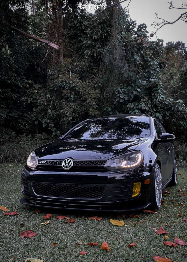 2012 Volkswagen GTI with 18x8.5 42 TSW Sebring and 225/40R18 Delinte DH2 and Stock | Custom Offsets