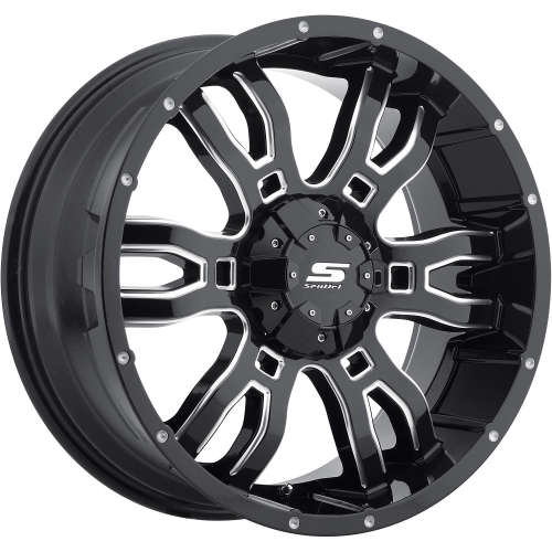Sendel Sniper Gloss Black with Milled Spoke Windows 18x9 +20mm with ...